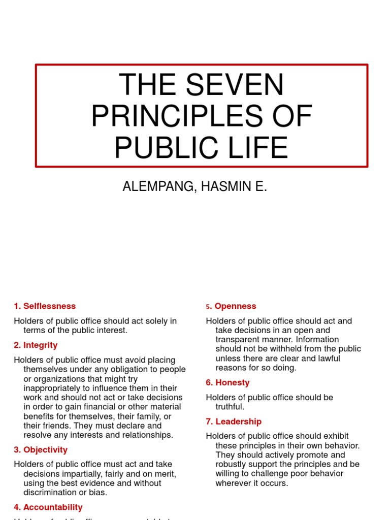 7 Principles of Public Life | PDF