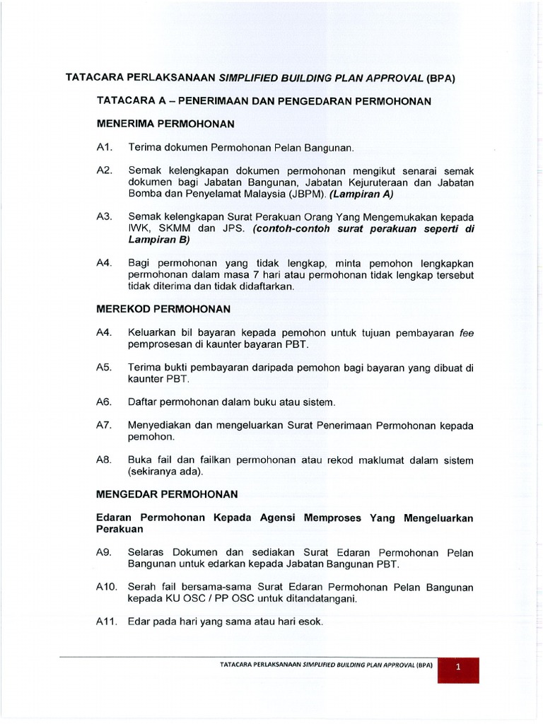 Tatacara - Pelaksanaan - BPA (Kelulusan Pelan Bangunan) PDF | PDF