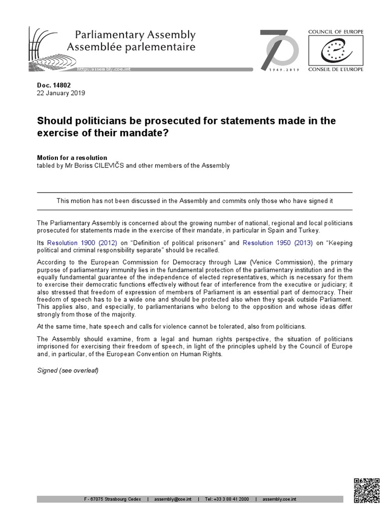 Moción Presentada en El Consejo de Europa | PDF | Freedom Of Speech ...