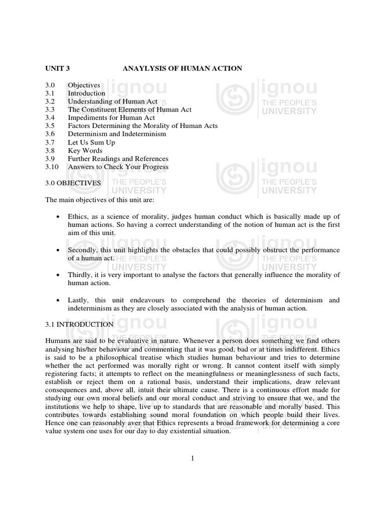 Analysis of Human Action and Ethics | PDF | Determinism | Free Will