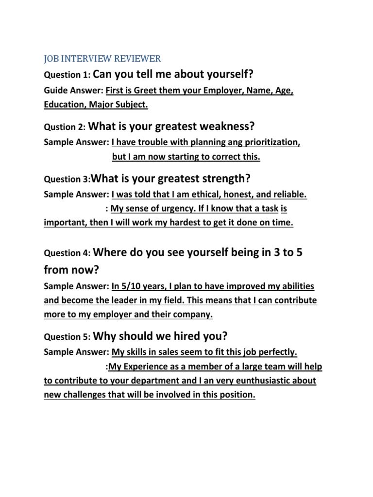 Job Interview Reviewer and I Love Noodlessssss Part 2 | PDF | Job ...