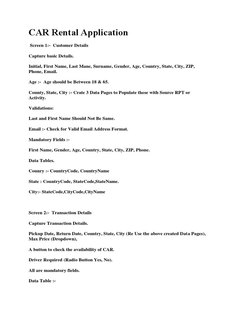 CAR Rent Application | PDF | License | Computing