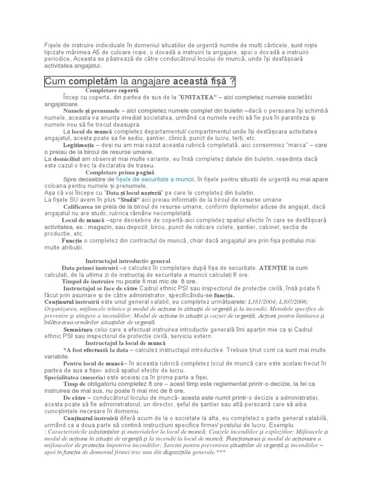 Model Completare Fisa SSM | PDF