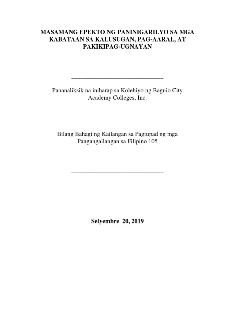 Baby Thesis in Filipino | PDF