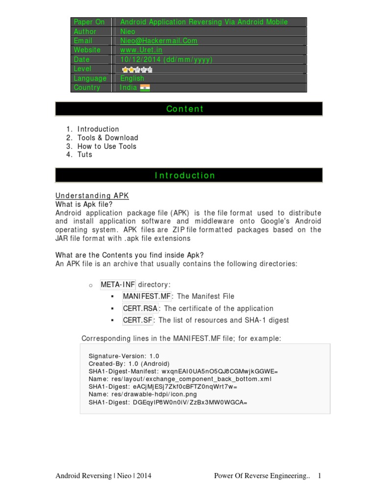 Android Application Reversing Via Android Mobile | PDF | Android ...