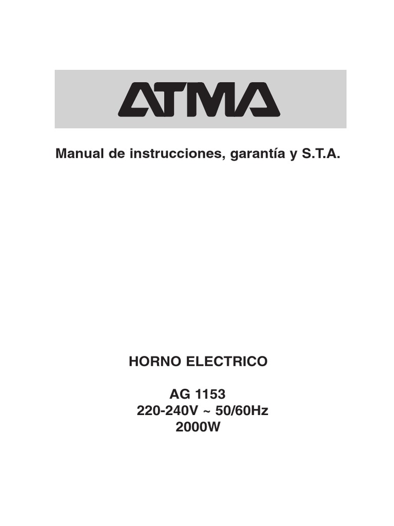 Manual Horno Eléctrico Atma | PDF | Buenos Aires | Lentes