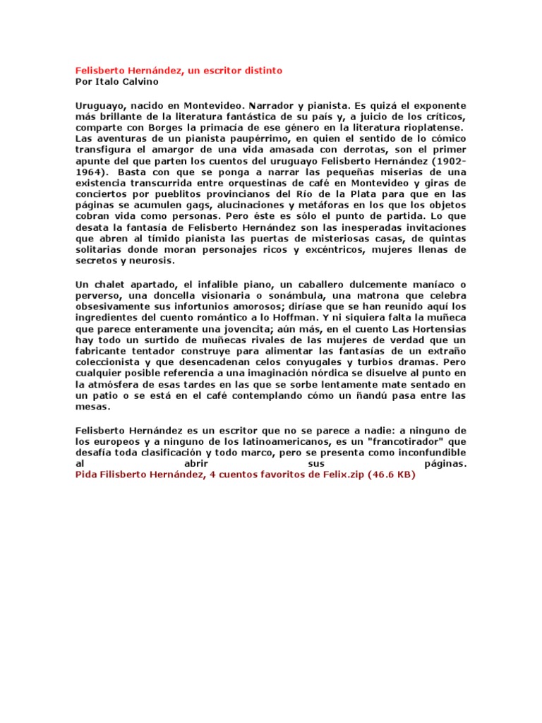 Felisberto Hernández - Biografía | PDF