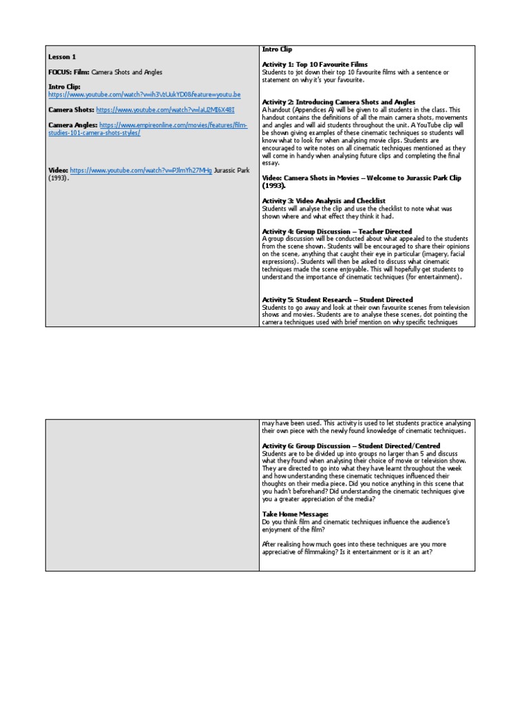 Studies 101 Camera Shots Styles | PDF | Mass Media | Communication