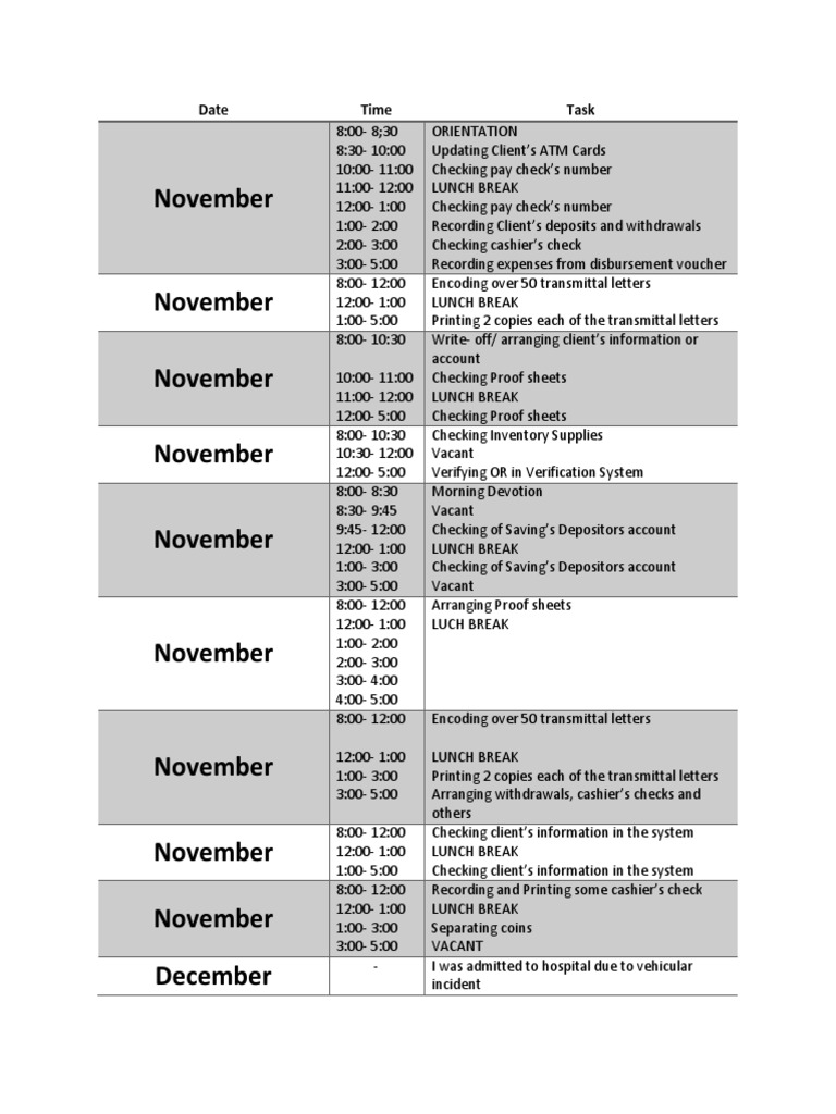 Daily Task Record | PDF