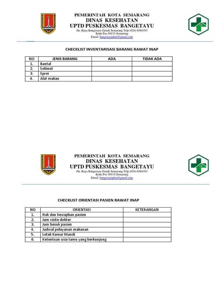 CHECKLIST Inventarisasi Barang RI | PDF