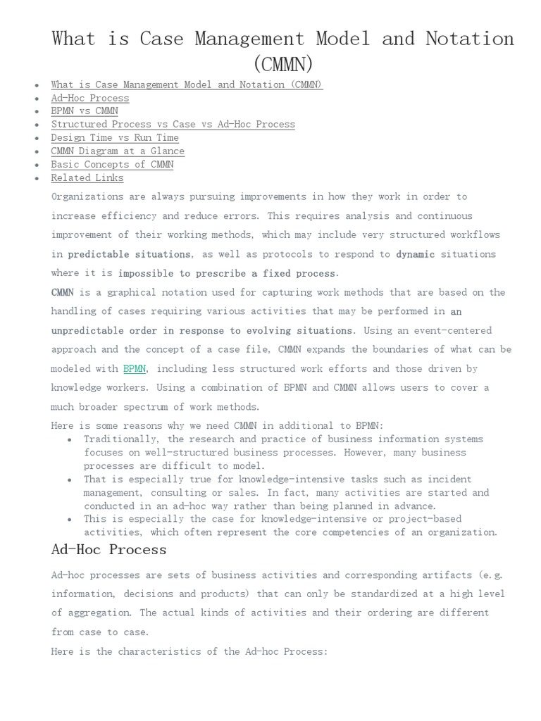 What Is Case Management Model and Notation CMMN | PDF | Computer File | Business Process
