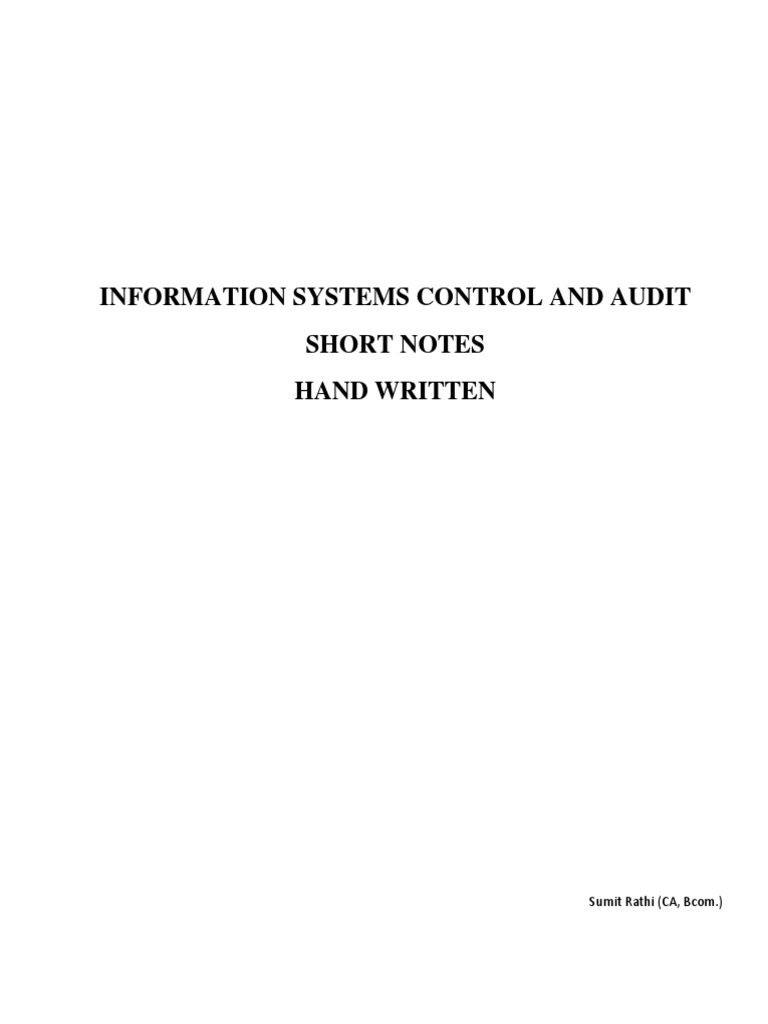 Information Systems Control and Audit Short Notes Hand Written | PDF ...