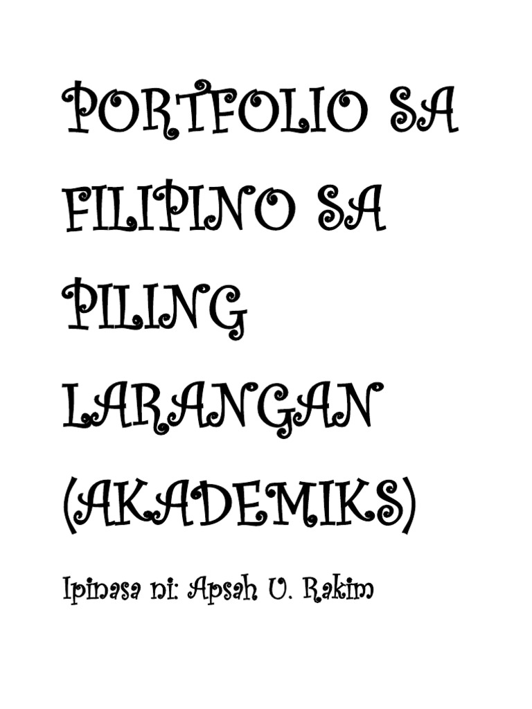 Portfolio Sa Filipino Sa Piling Larangan | PDF