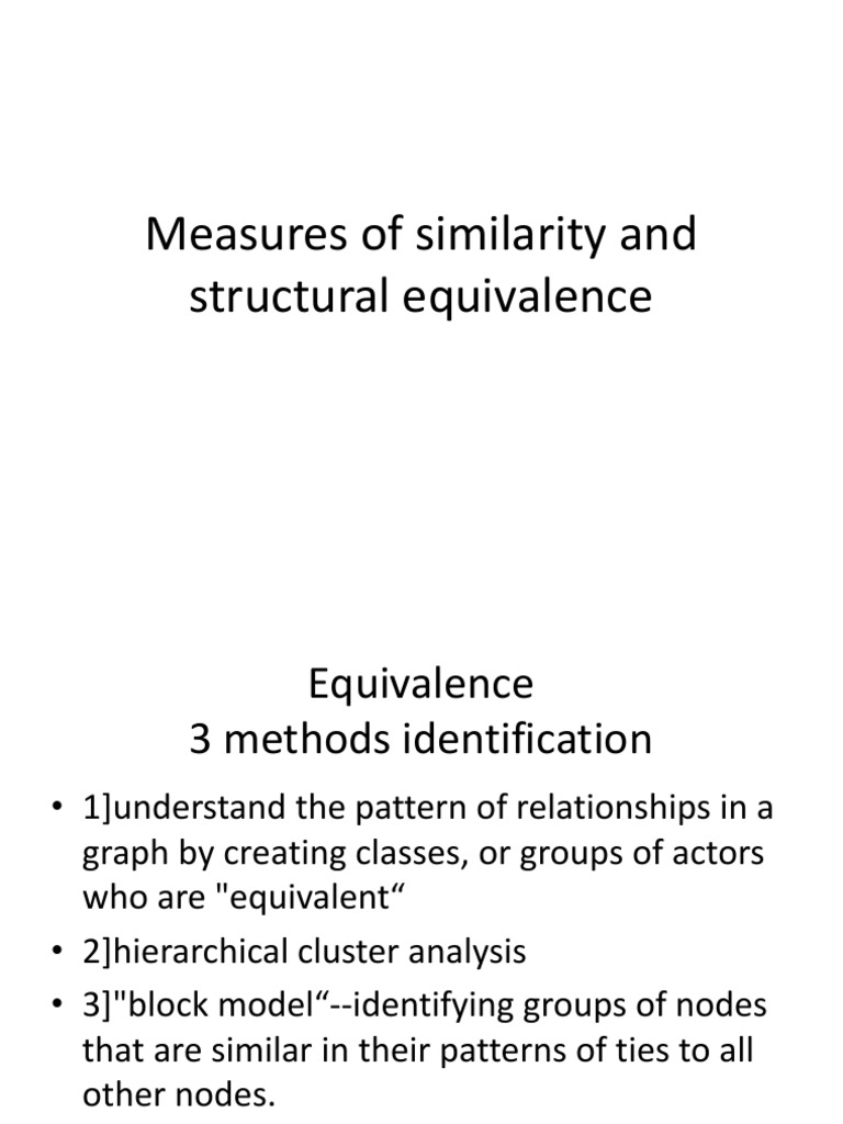 Measures of Similarity and Structural Equivalence | PDF