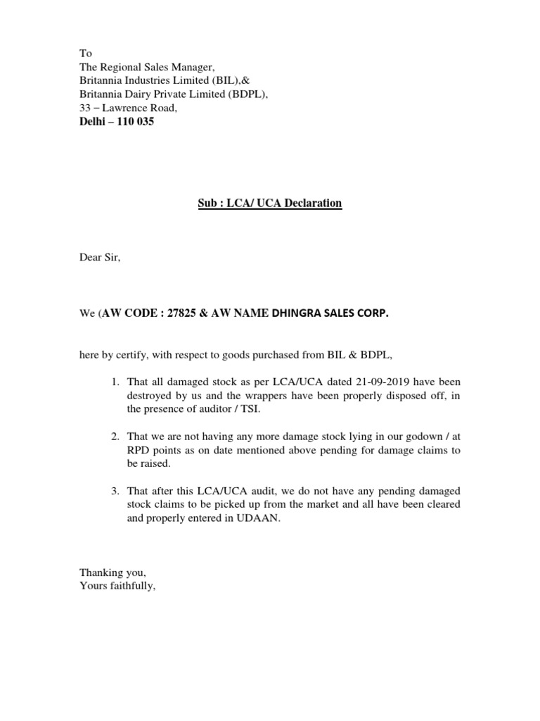 LCA UCA Declaration 08-02-2019 | PDF