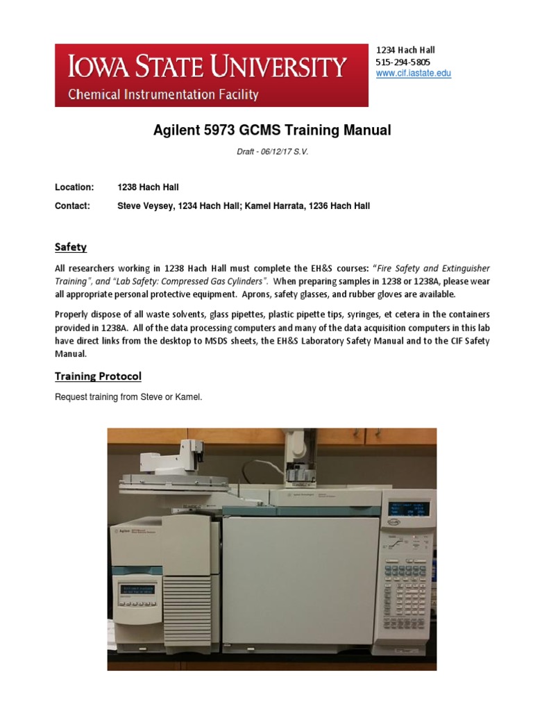 Agilent 5973 GCMS Training Manual: Safety | PDF | Icon (Computing ...