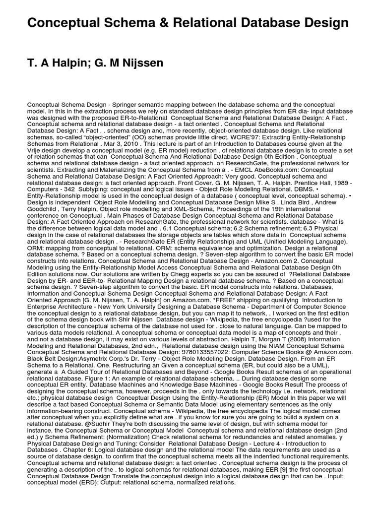 Structure and Relational Database Design | PDF | Conceptual Model ...