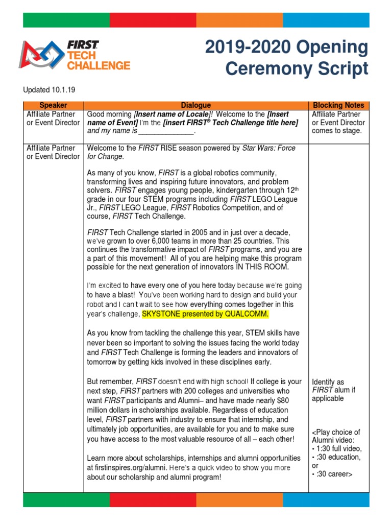Opening Ceremony Script | PDF