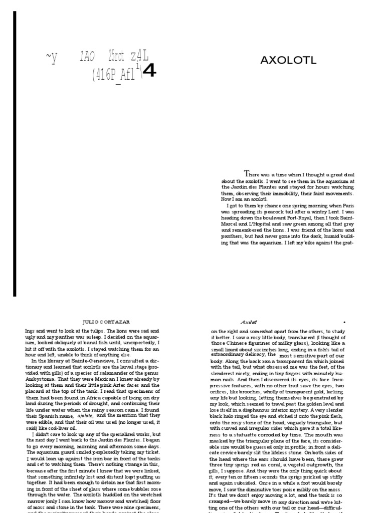 Julio Cortázar - Axolotl | PDF | Nature