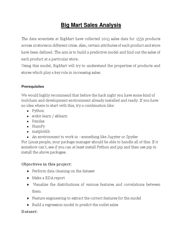 Big Mart Sales Analysis | PDF