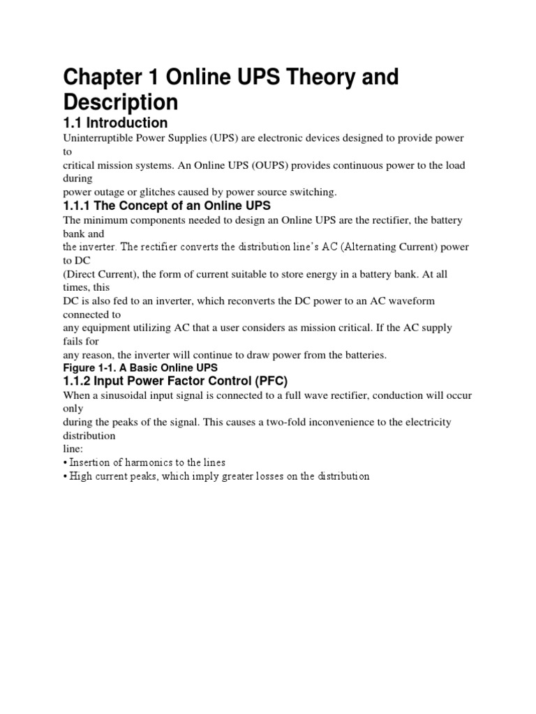 Chapter 1 Online UPS Theory and Description | PDF