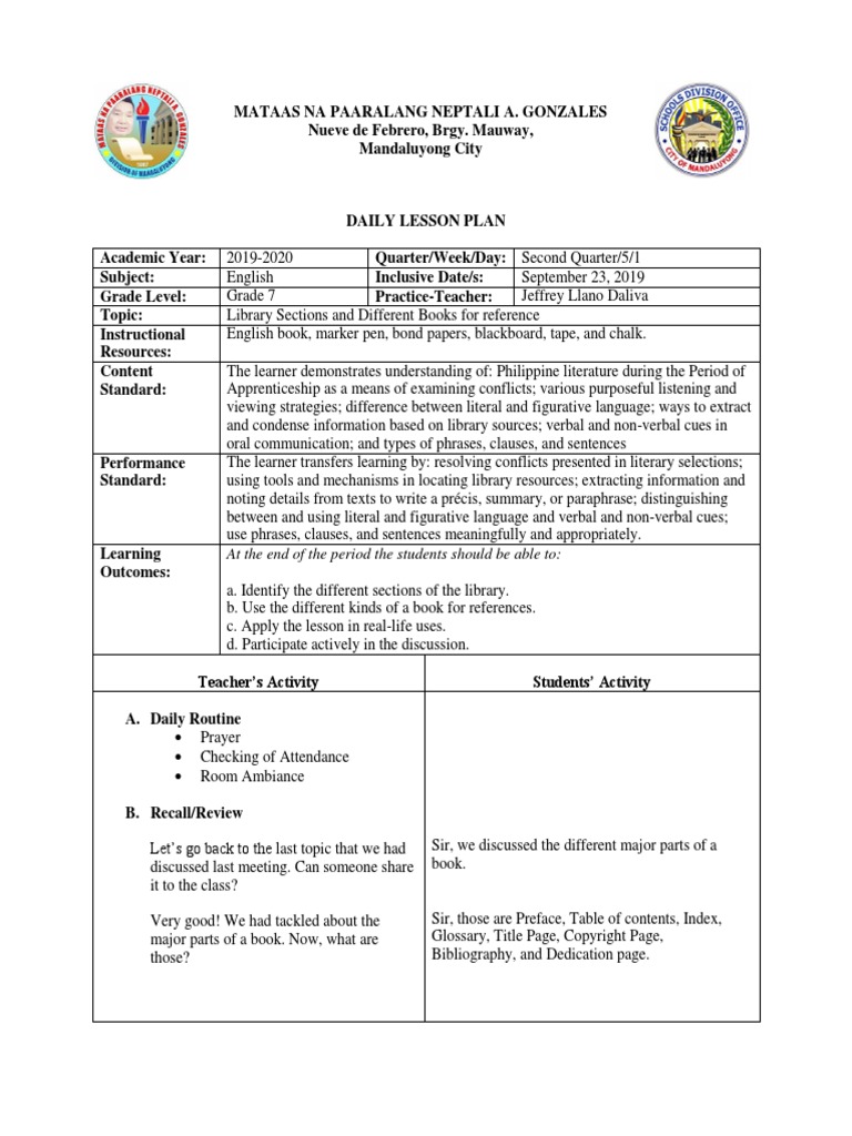 Detailed Lesson Plan Reference Books | PDF | Books | Encyclopedias