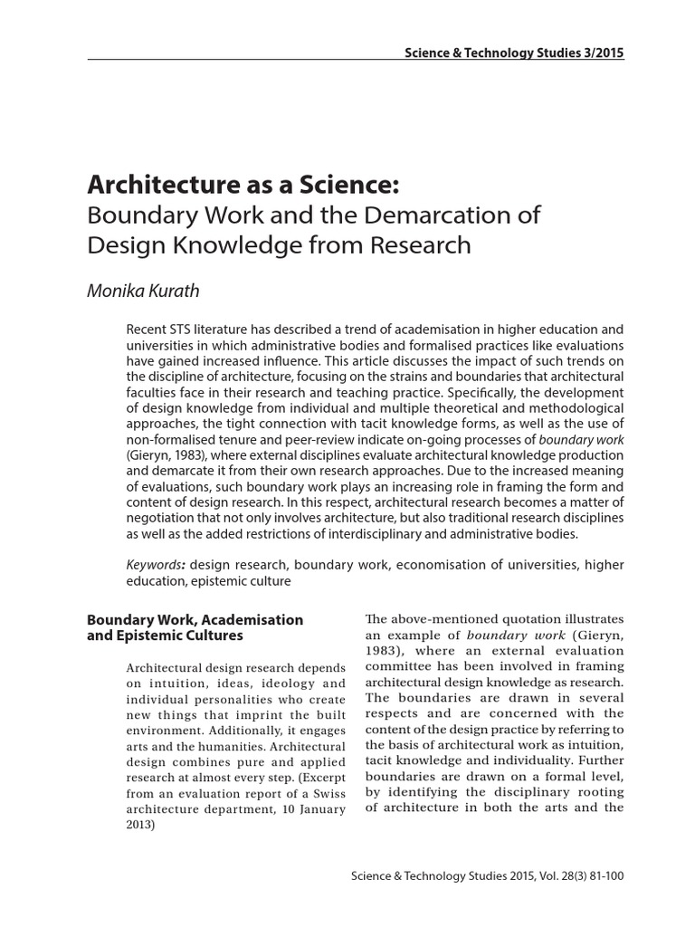 Architecture As A Science - Boundary Work and The Demarcation of Design ...