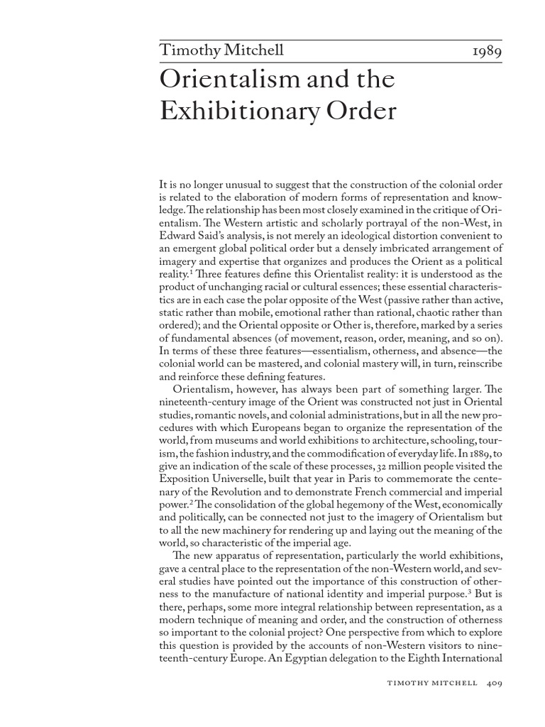 Timothy Mitchell Orientalism and Exhibitionary Order | PDF ...
