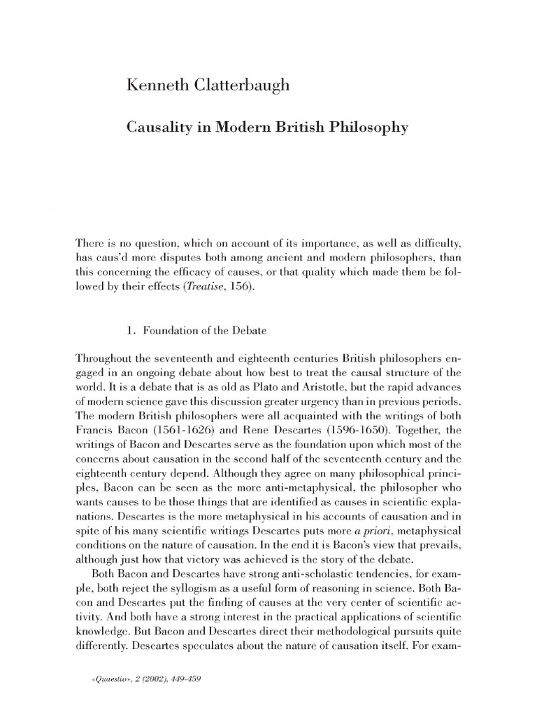 Clatterbaugh Causality in Modern British Philosophy 2002 | PDF ...