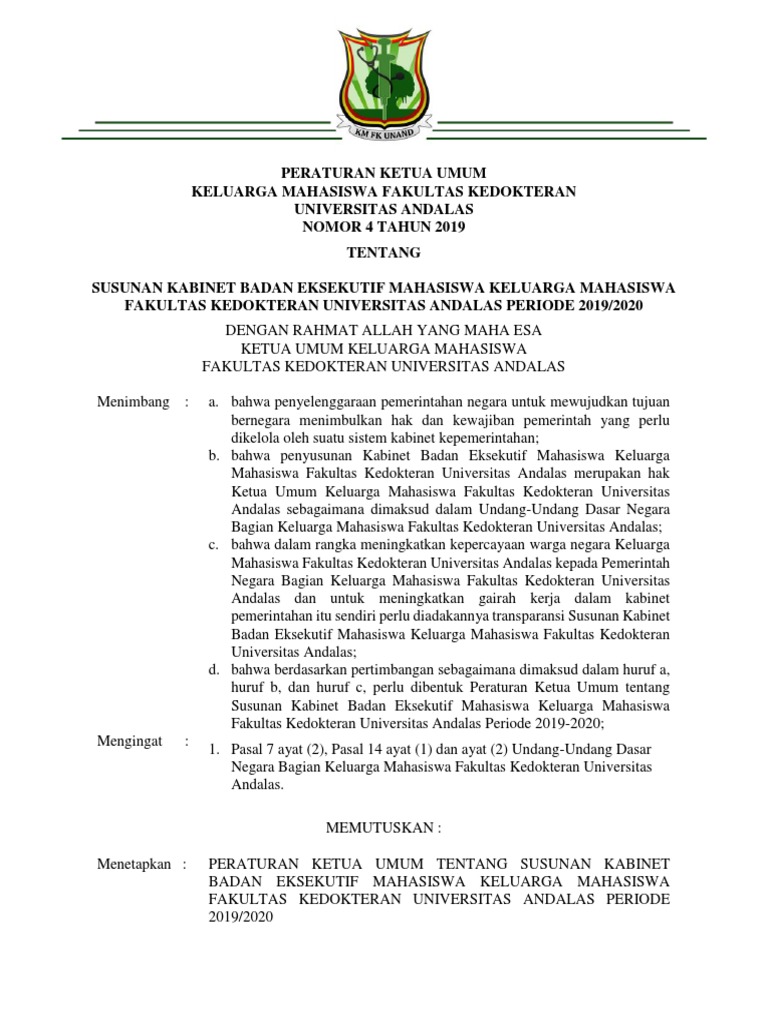 Susunan Kabinet BEM FK Unand 2019-2020 | PDF