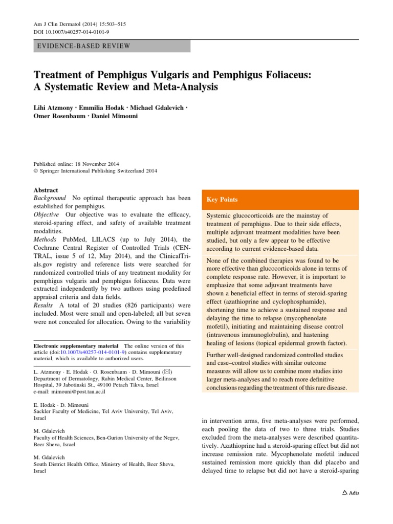 Treatment of Pemphigus Vulgaris and Pemphigus Foliaceus | PDF ...