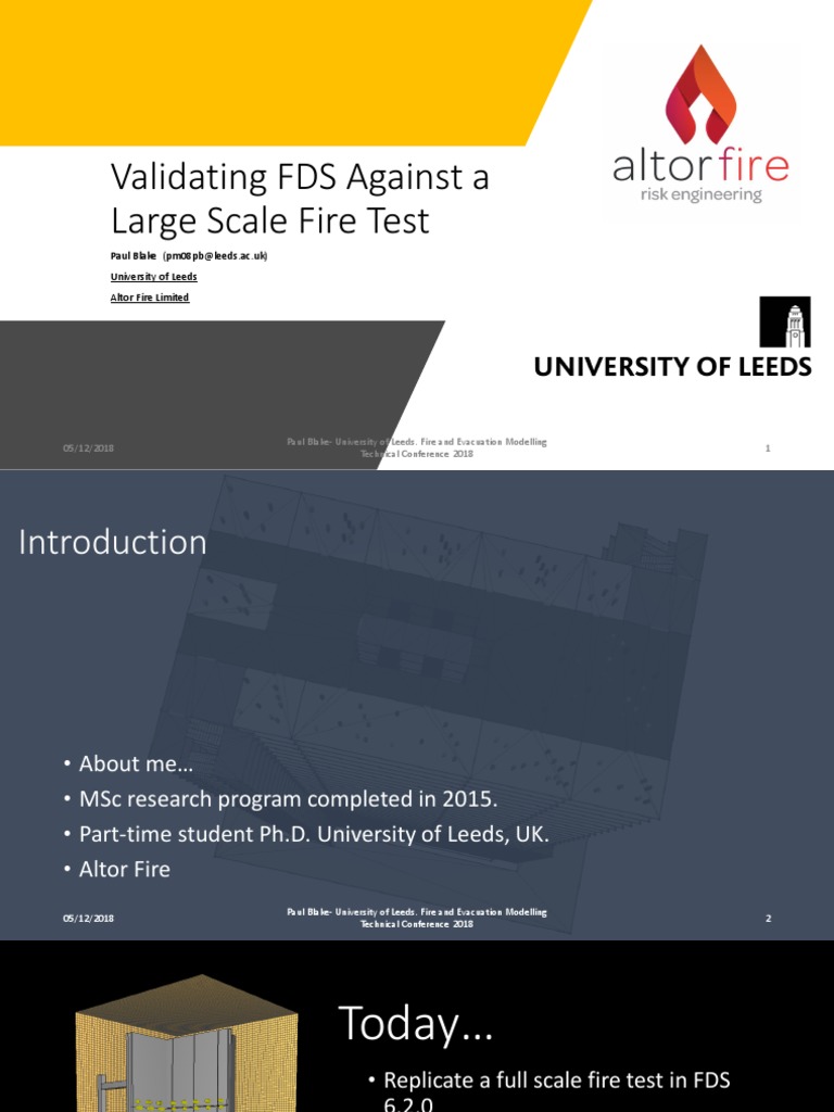 Validating FDS Against A Large Scale Fire Test: Paul Blake (Pm08pb ...
