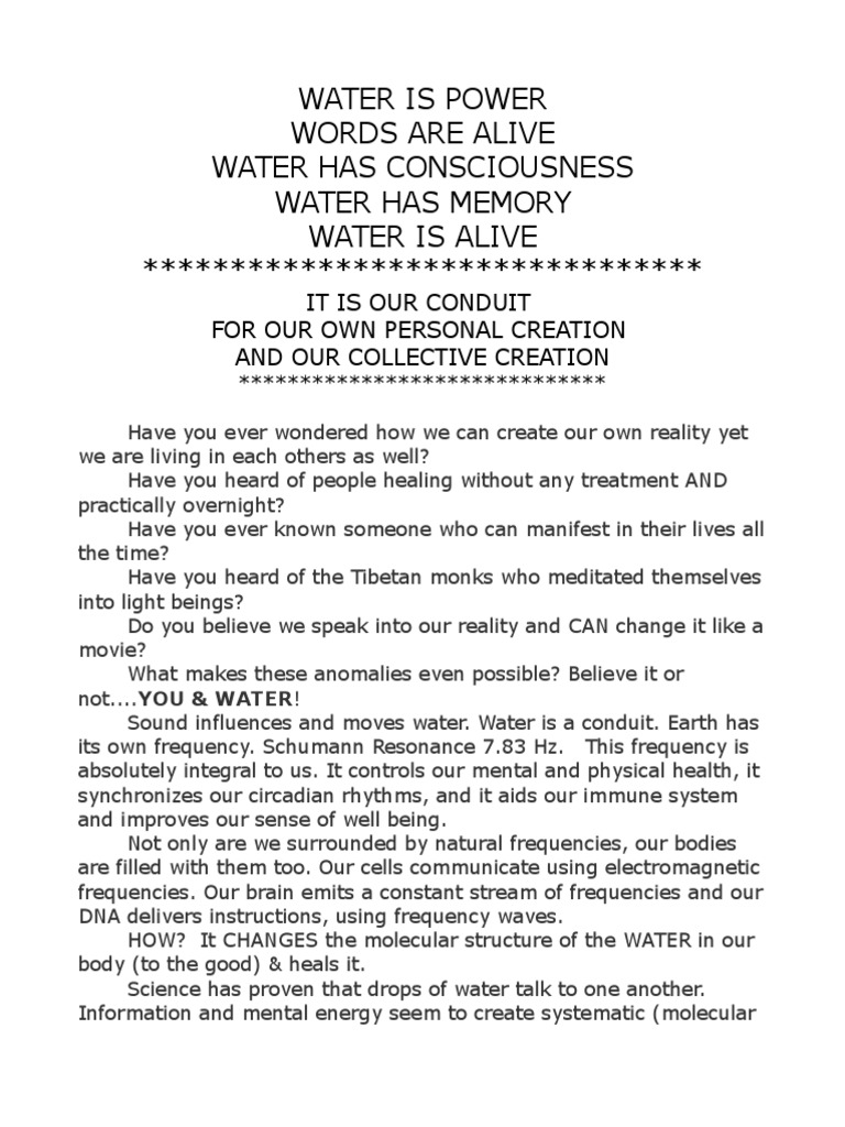 Water Is Alive Shellys House Speech PDF | PDF | Thought | Brain