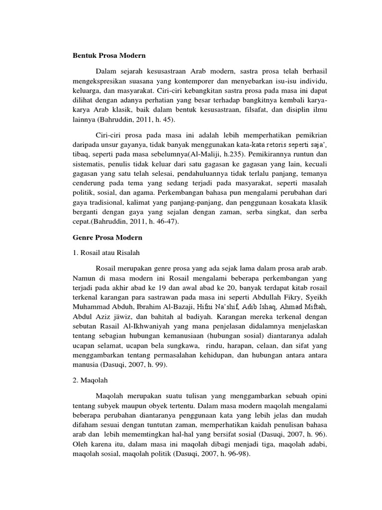 Bentuk Prosa Modern MAKALAH BARU | PDF