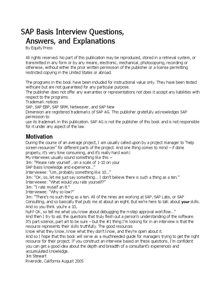 Sap Basis Admin Interview | PDF | Oracle Database | Databases