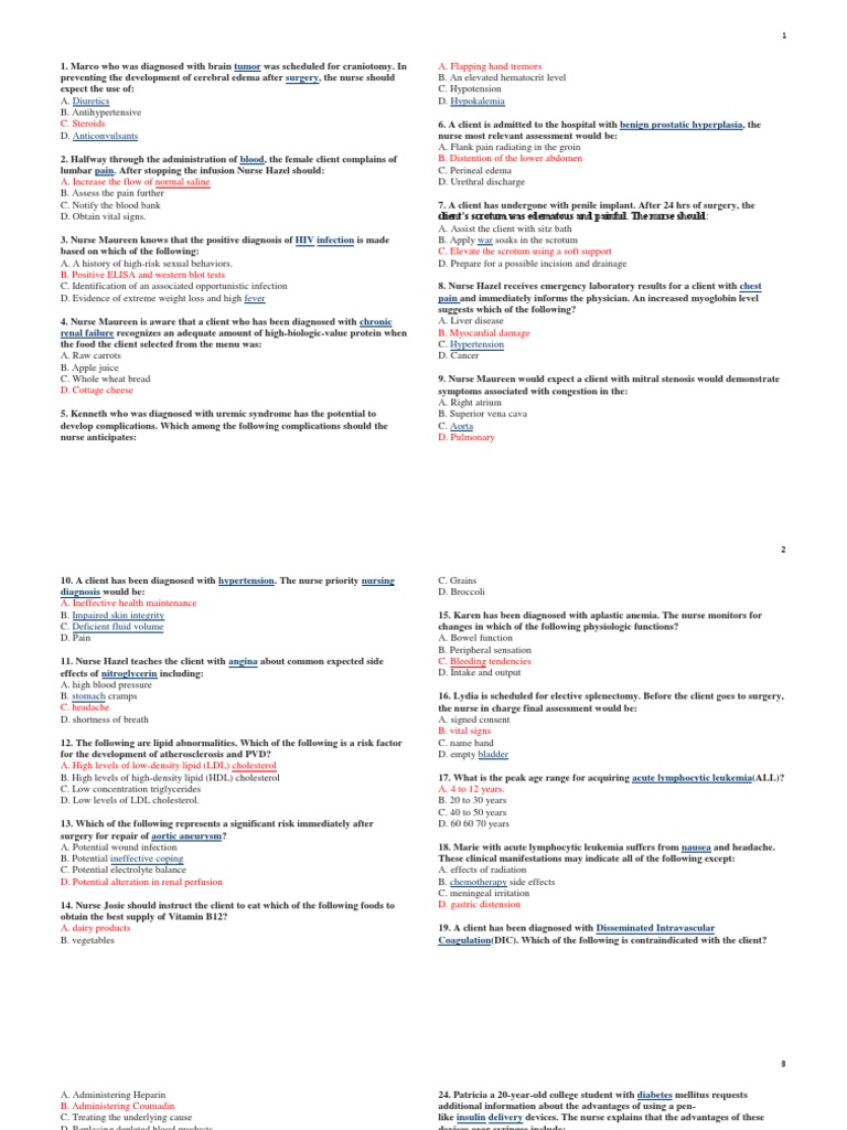 Medical Surgical Nursing Exams | PDF | Breast Cancer | Cancer