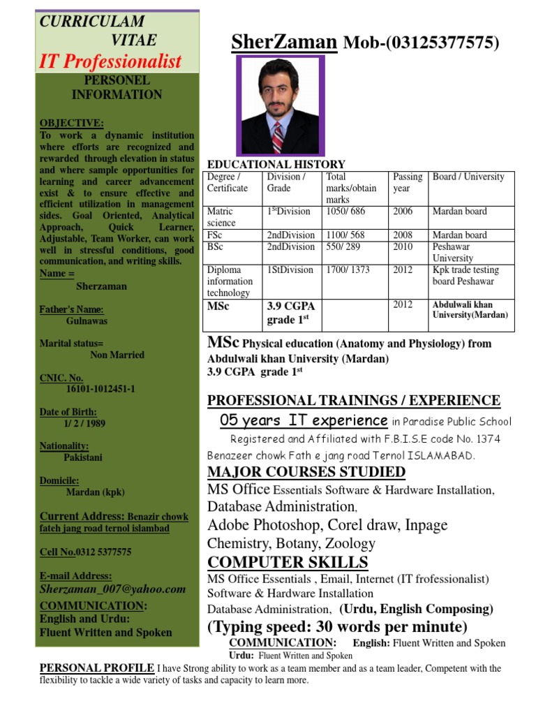 Student CV | PDF | Behavior Modification | Cognition