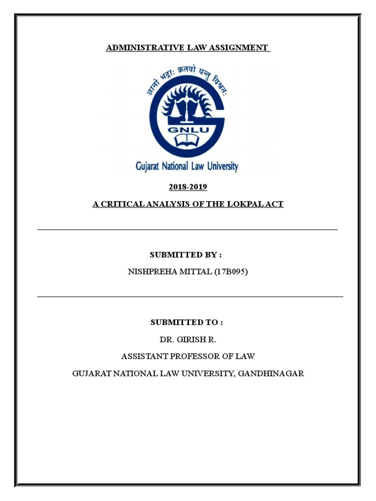 Administrative Law Assignment | PDF | Corruption | Politics Of India
