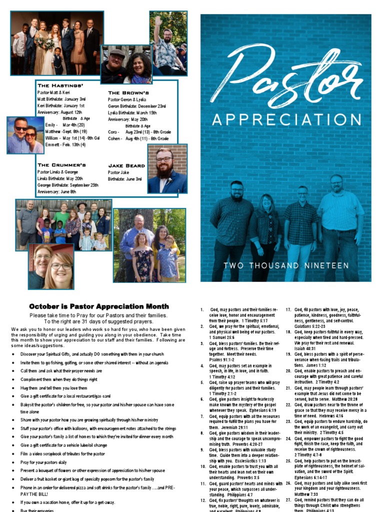 Prayer Calendar For Pastors | PDF | Spiritual Gift | Prayer