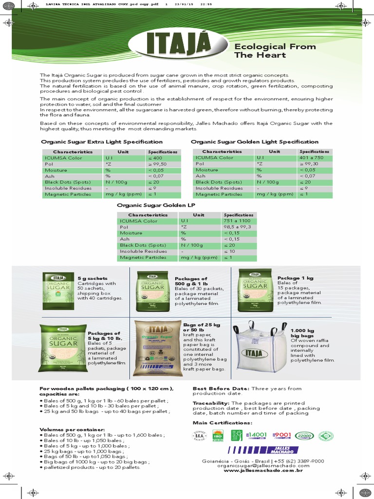 Ecological From The Heart: Organic Sugar Golden Light Specification ...