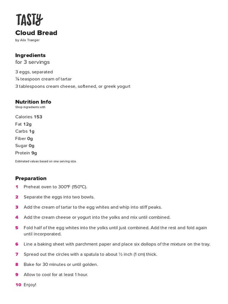 Cloud Bread Recipe by Tasty PDF | PDF