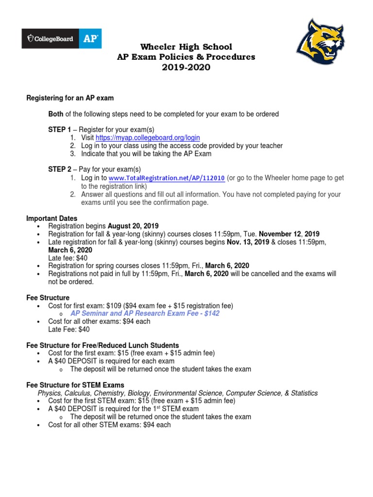 Ap Exam Registration Info 19-20 | PDF | Advanced Placement | Test ...