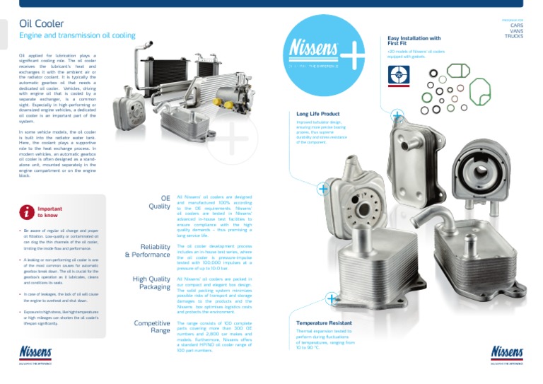 Oil Cooler: Engine and Transmission Oil Cooling | PDF | Motor Oil ...