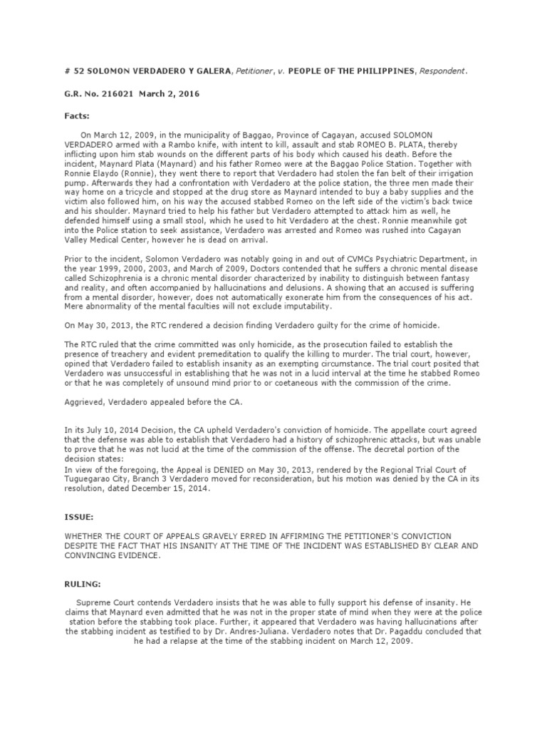 52 Crim Law Digest | PDF | Insanity Defense | Burden Of Proof (Law)