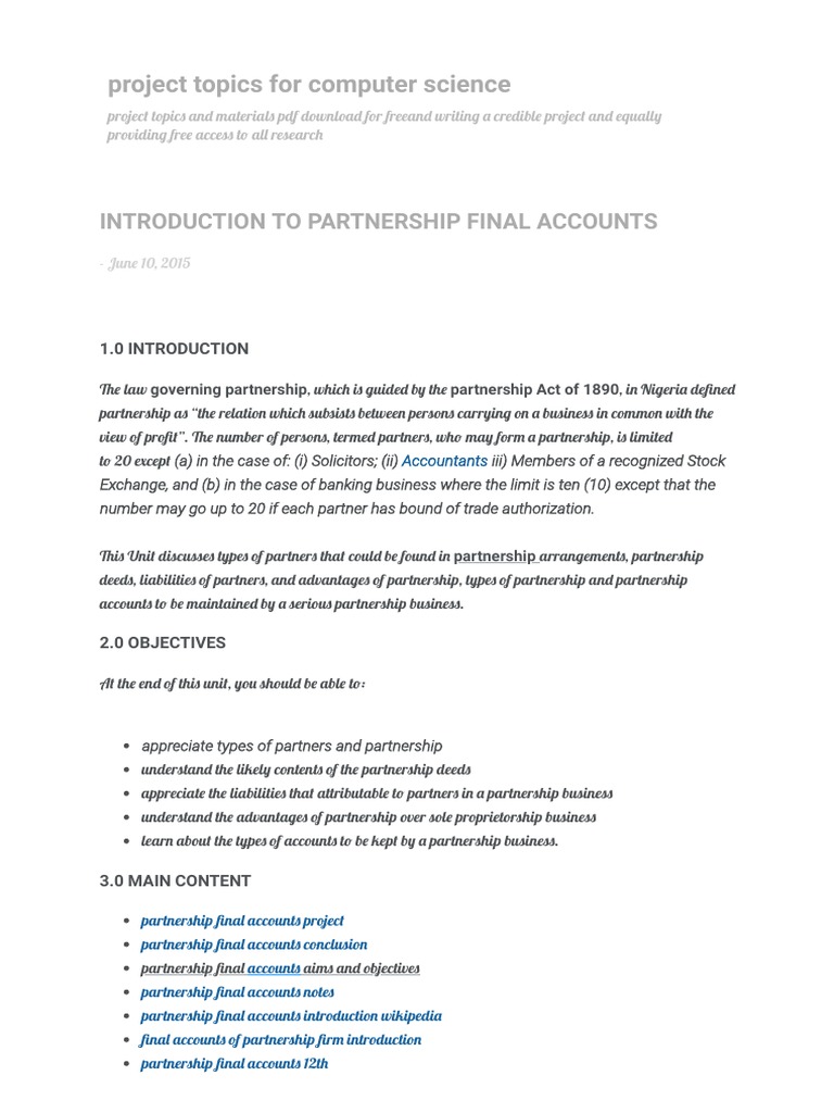 Introduction To Partnership Final Accounts | PDF | Private Law | Companies