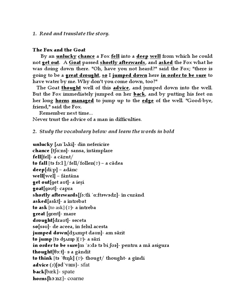 The Fox and The Goat | PDF