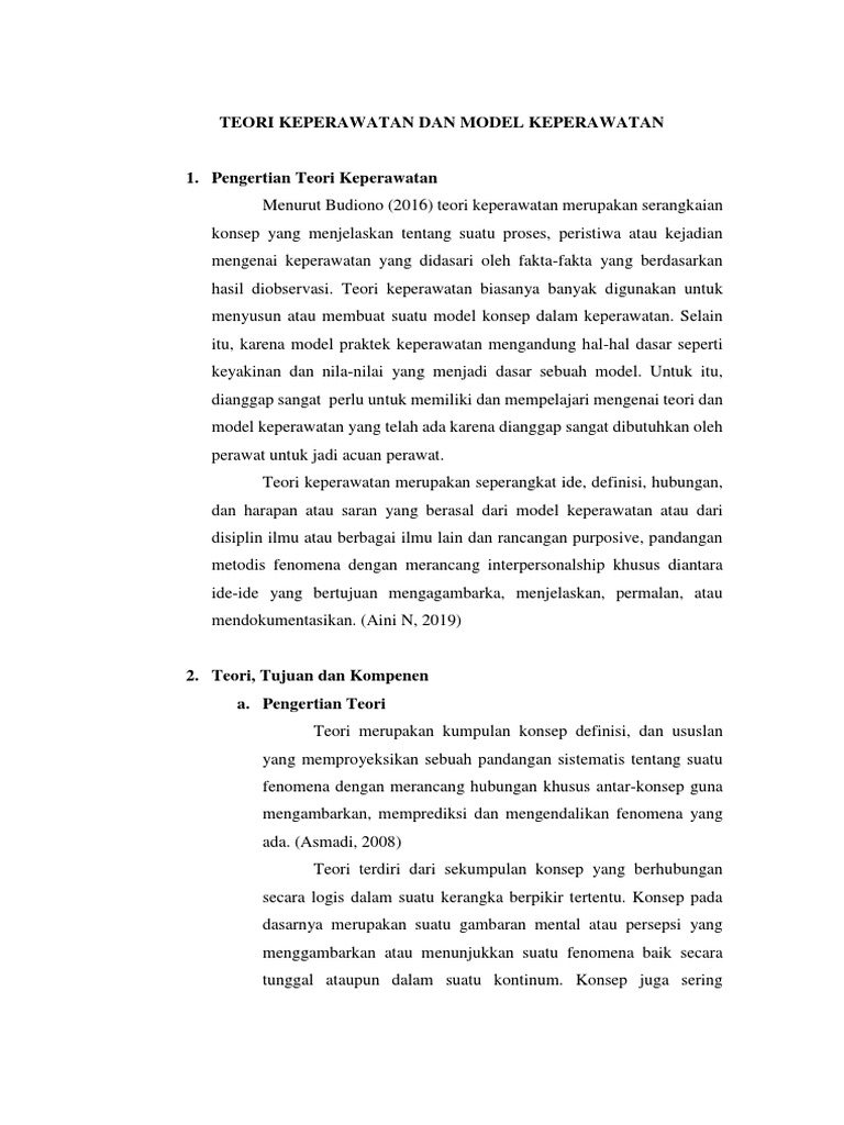 Teori Dan Konsep Keperawatan | PDF