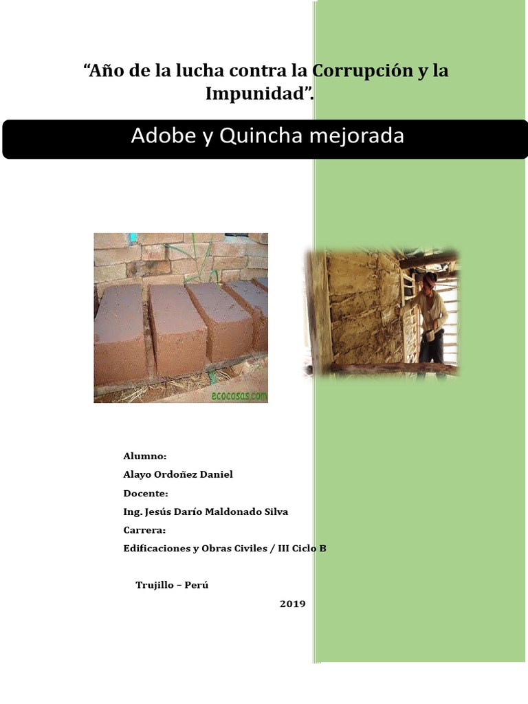 Adobe y Quincha en Construcción Civil | PDF | Fundación (Ingeniería ...