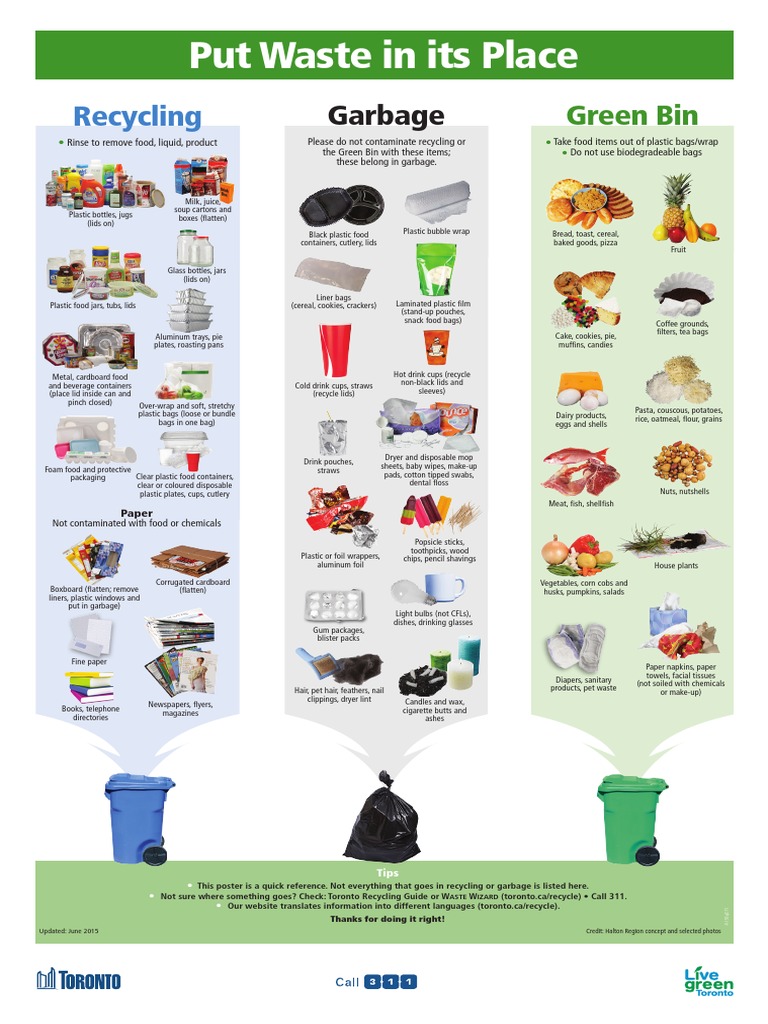 Toronto - PutWasteInPlace Poster 11x17V 6 | PDF | Recycling | Foods