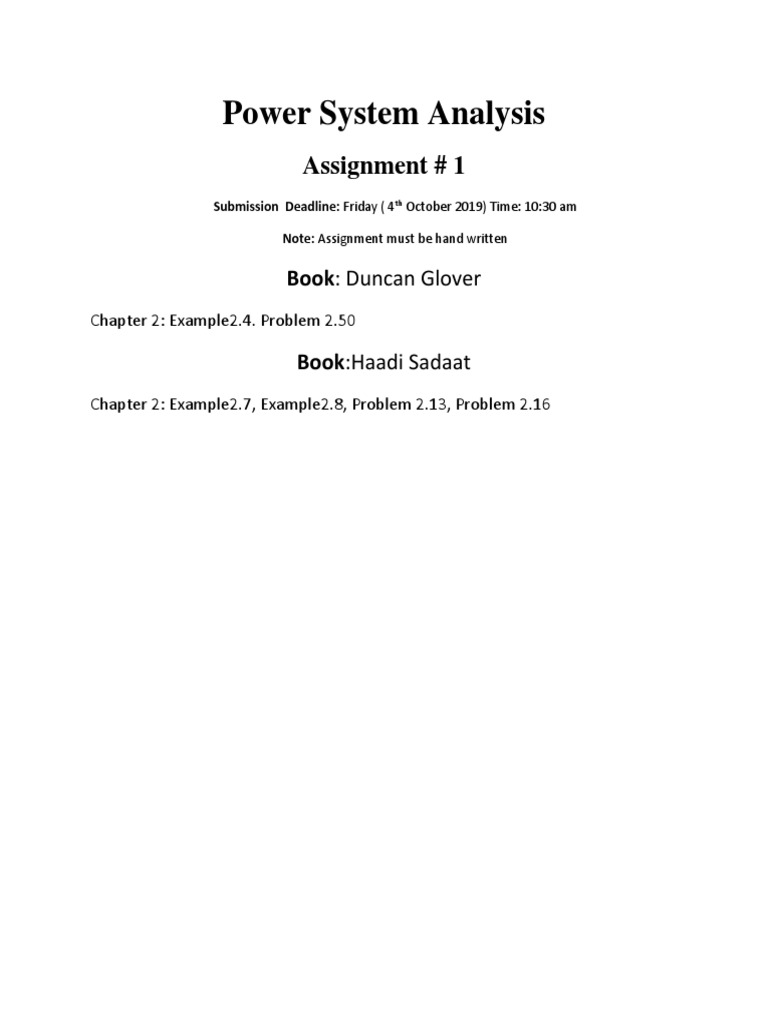Power System Analysis: Assignment # 1 | PDF